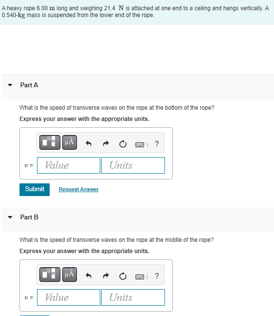 Solved A heavy rope 6.00 m long and weighing 21.4 N is | Chegg.com