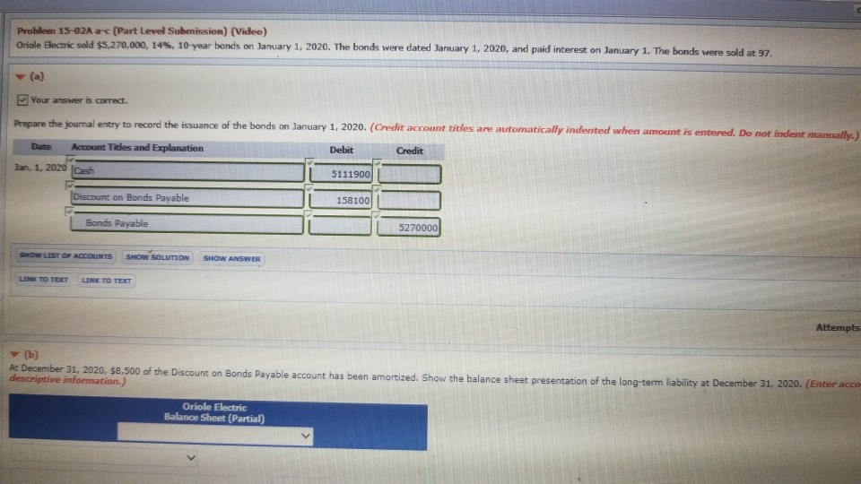 Solved Problem 15-02A at (Part Level Submission) (Video) | Chegg.com