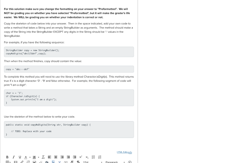 Solved For this solution make sure you change the formatting | Chegg.com
