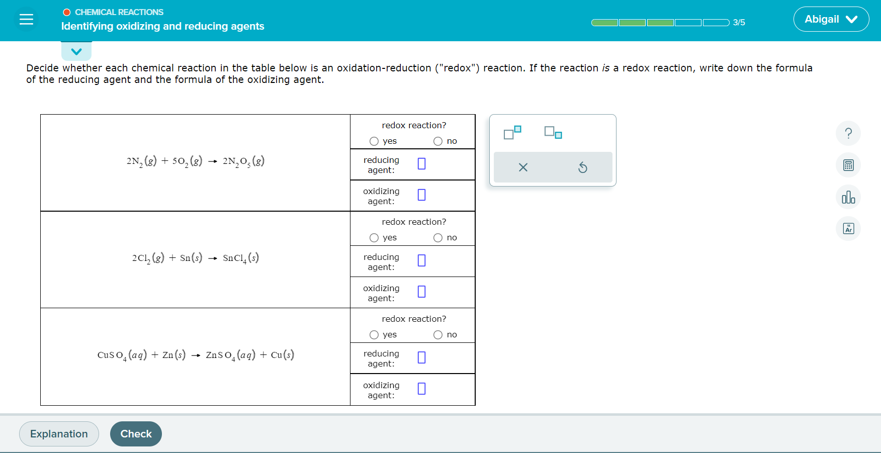 Solved Decide Whether Each Chemical Reaction In The Table