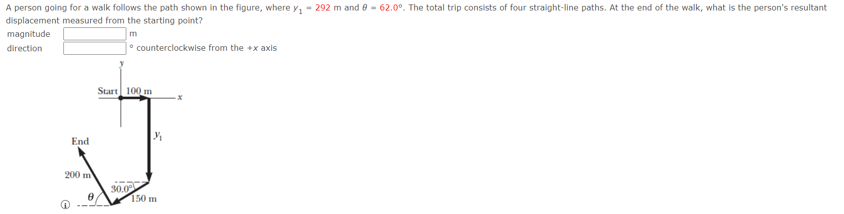 Solved displacement measured from the starting point? | Chegg.com
