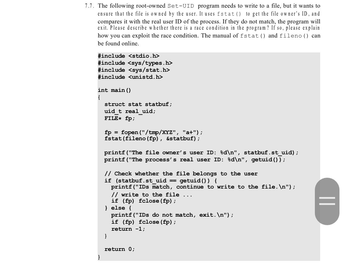Solved The following root-owned Set-UID program needs to | Chegg.com