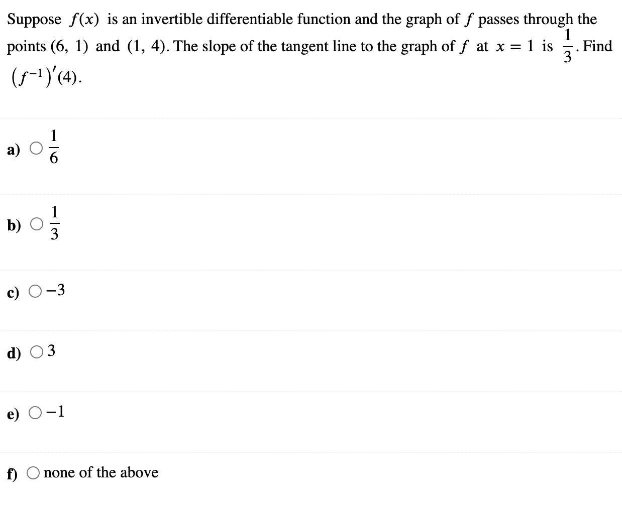 Solved Suppose f(x) is an invertible differentiable function | Chegg.com