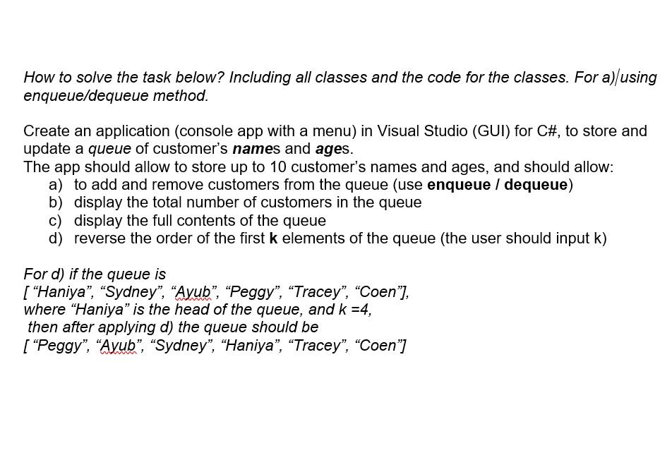 Solved How to solve the task below? Including all classes | Chegg.com