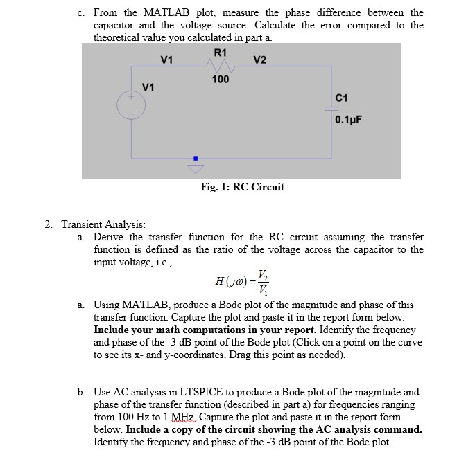 Solved 1. Consider the RC Circuit shown in Fig. 1. Assume | Chegg.com