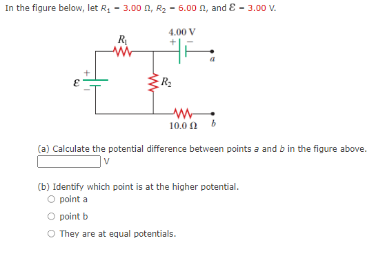 Solved In the figure below, let R1 = 3.00 , R2 = 6.002, and | Chegg.com