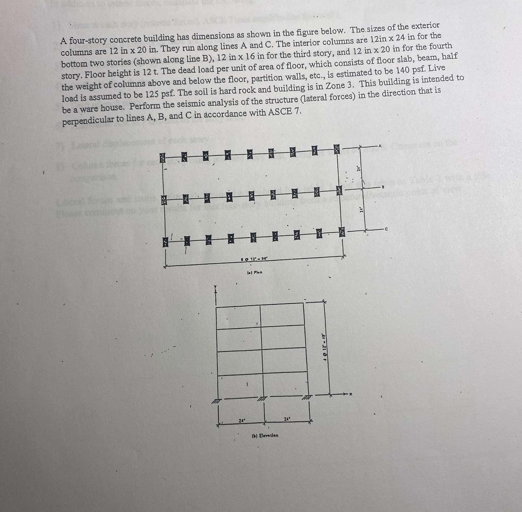 Solved A four-story concrete building has dimensions as | Chegg.com