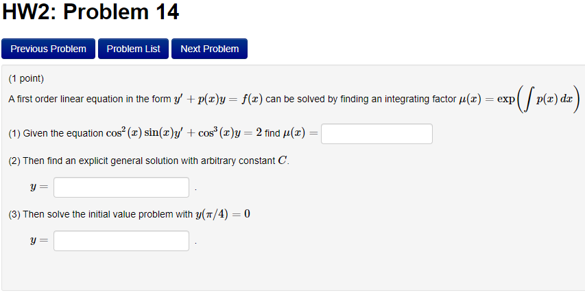 Solved HW2: Problem 13 Previous Problem Problem List Next | Chegg.com