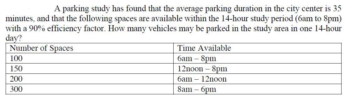 Solved A parking study has found that the average parking | Chegg.com