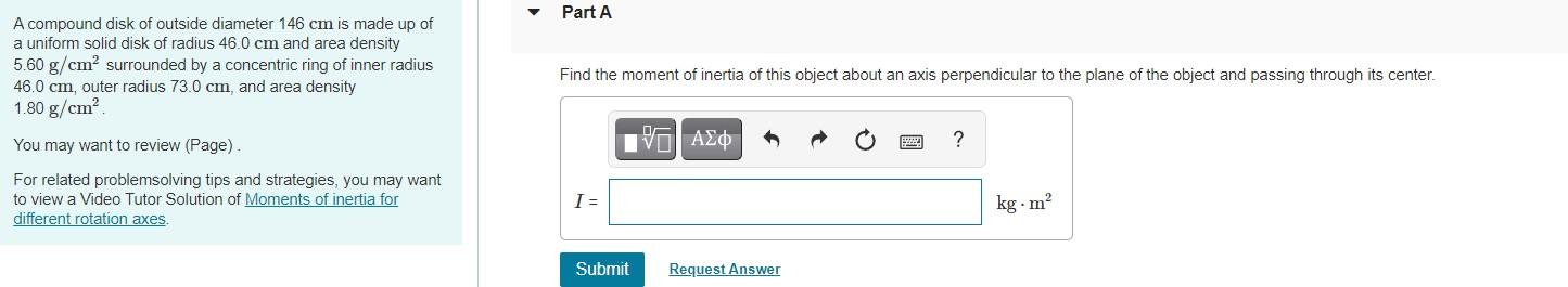 Solved A compound disk of outside diameter 146 cm is made | Chegg.com