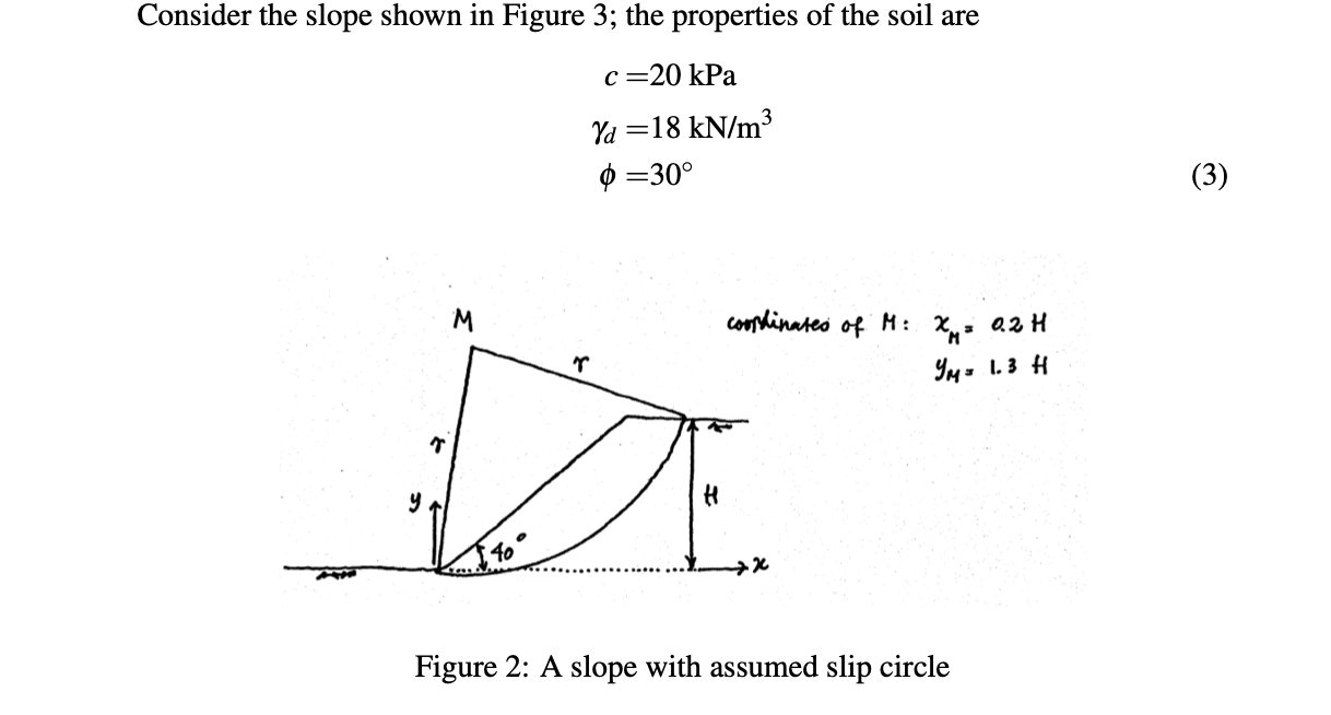 Solved Consider the slope shown in Figure 3; the properties | Chegg.com
