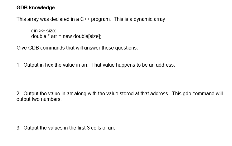 Solved GDB knowledge This array was declared in a C++ | Chegg.com
