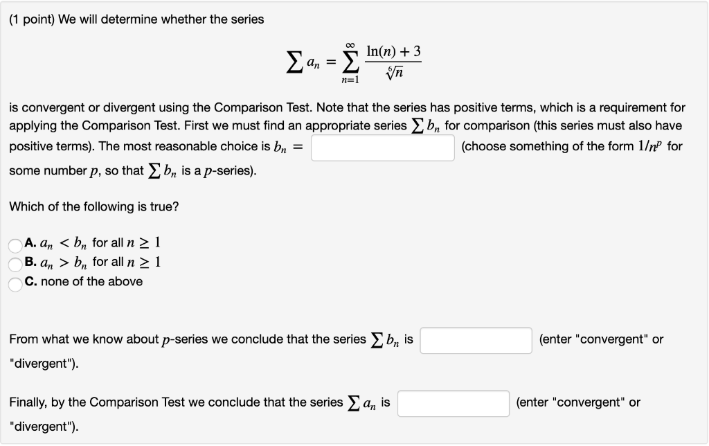 Solved (2 points) We will determine whether the series n-2 | Chegg.com