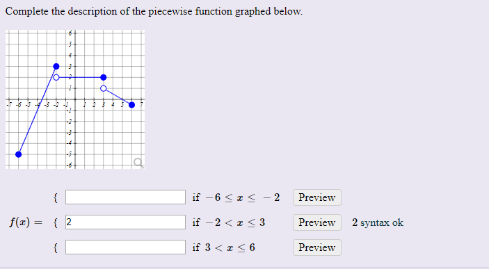 Solved Complete the description of the piecewise function | Chegg.com
