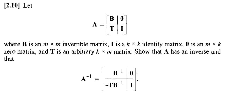 Solved 12.101 Let B10 where B is an m × m invertible matrix, | Chegg.com