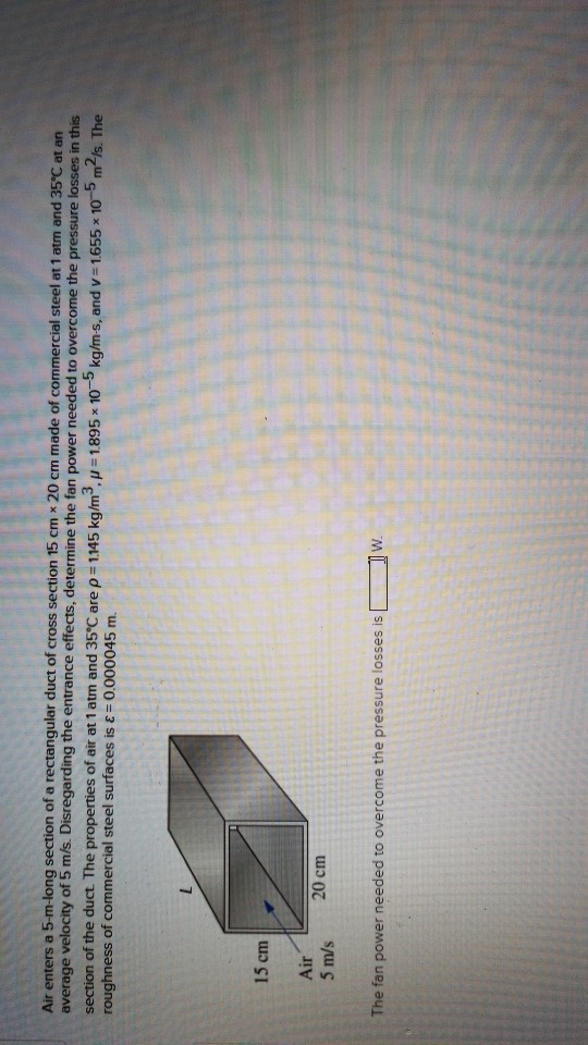 Solved Air enters a 5-m-long section of a rectangular duct | Chegg.com