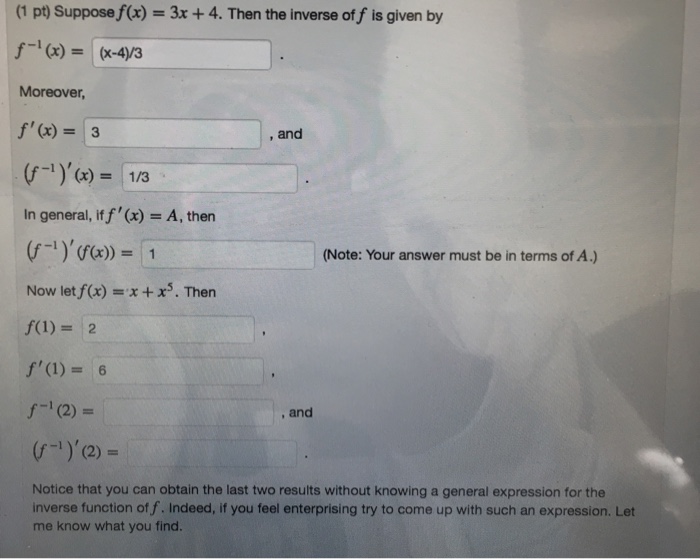 Solved Suppose f(x) = 3x + 4. Then the inverse of f is given | Chegg.com