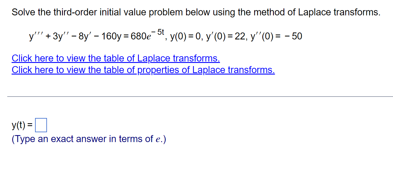 Solved Solve the third-order initial value problem below | Chegg.com Solved Solve the third-order initial value problem below | Chegg.com