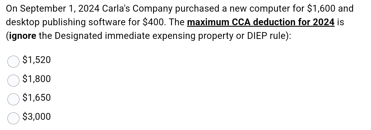 High Quality SOLUTION On September 1, 2024 ﻿Carla's Company purchased a ...