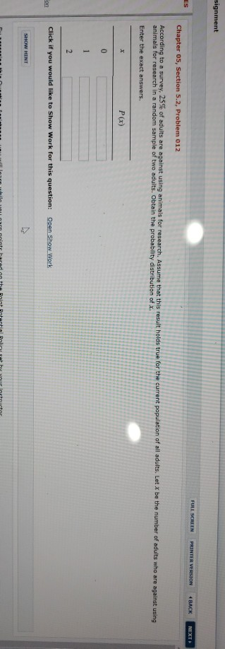 Solved signment FULL SCREEN PRINTER VERSION BACK NEXT | Chegg.com