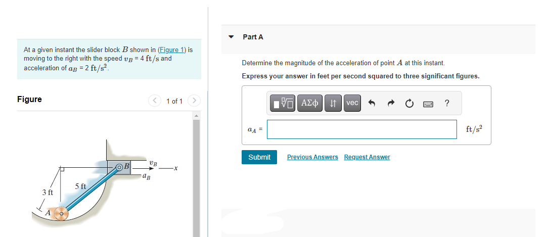Solved At a given instant the slider block B shown in is | Chegg.com