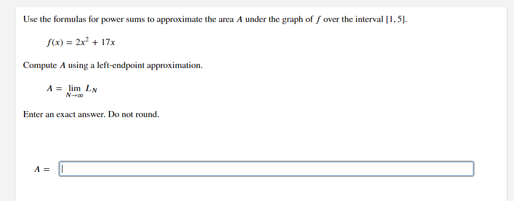 Solved Use the formulas for power sums to approximate the | Chegg.com