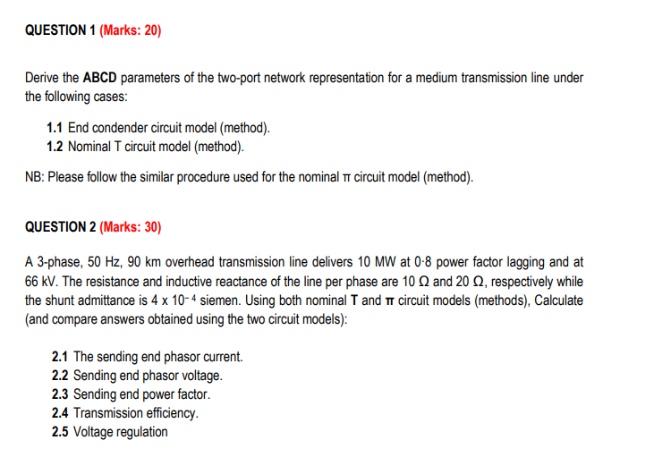 Solved Derive the ABCD parameters of the two-port network | Chegg.com