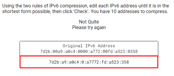 Solved Using the two rules of IPv6 compression, edit each | Chegg.com