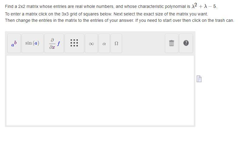 Solved Find a 2×2 matrix whose entries are real whole | Chegg.com | Chegg.com