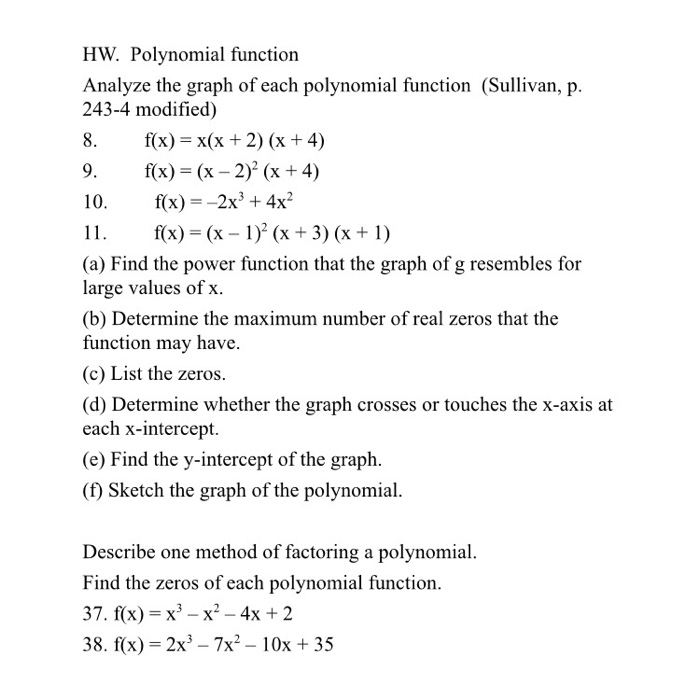 Solved HW, Polvnomial function Analyze the graph of each | Chegg.com