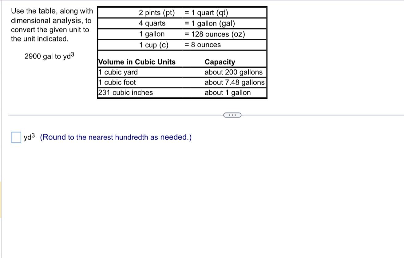 Solved Use the table, along with dimensional analysis, to | Chegg.com
