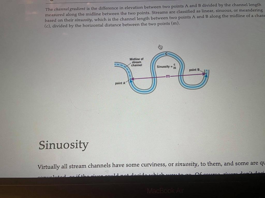 Solved The channel gradient is the difference in elevation | Chegg.com
