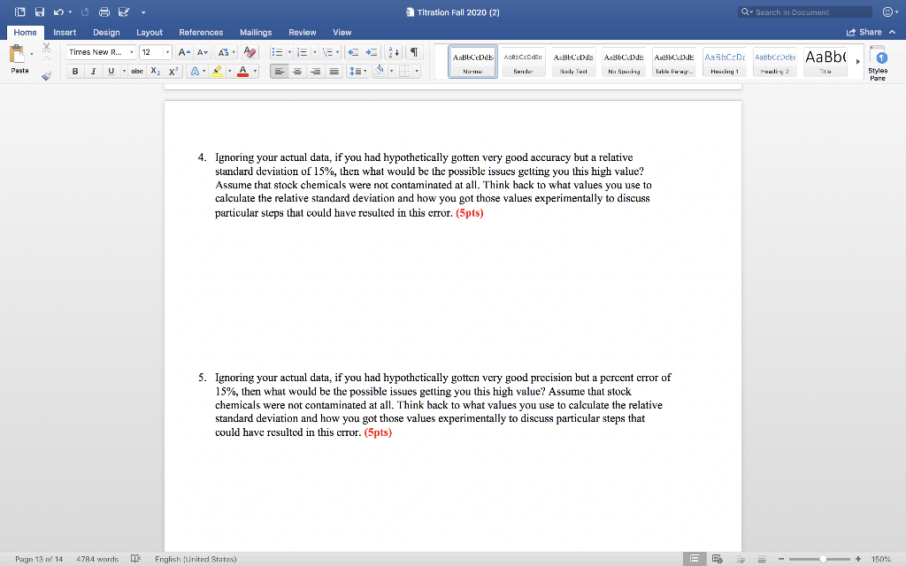 Solved Titration Fall 2020 (2) Q- Search in Document OOO | Chegg.com