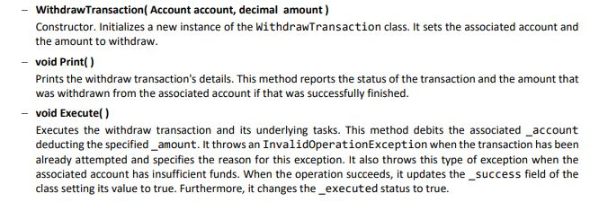 Solved Withdraw Transaction - account: Account •_amount: | Chegg.com