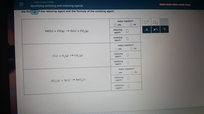 Solved SIMPLE REACTIONS Identifying oxidizing and reducing | Chegg.com