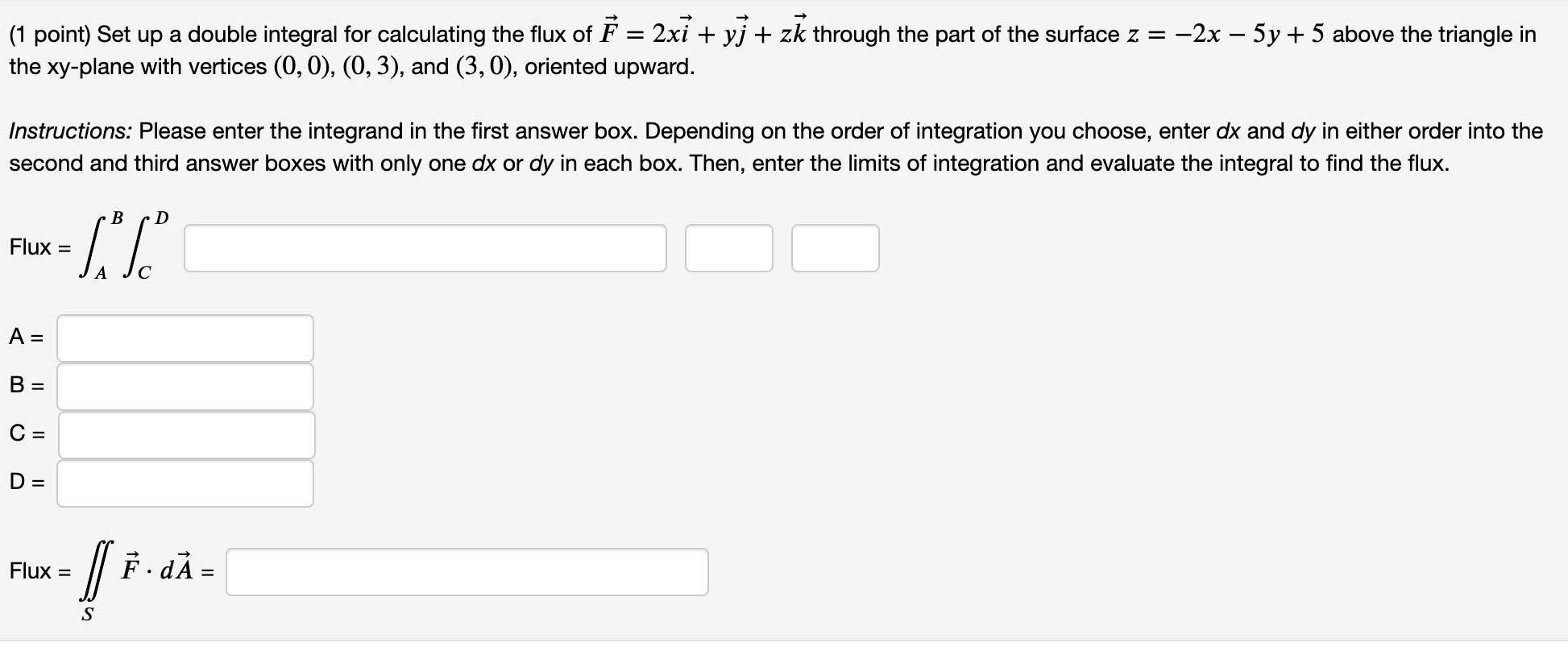 Solved (1 point) Set up a double integral for calculating | Chegg.com