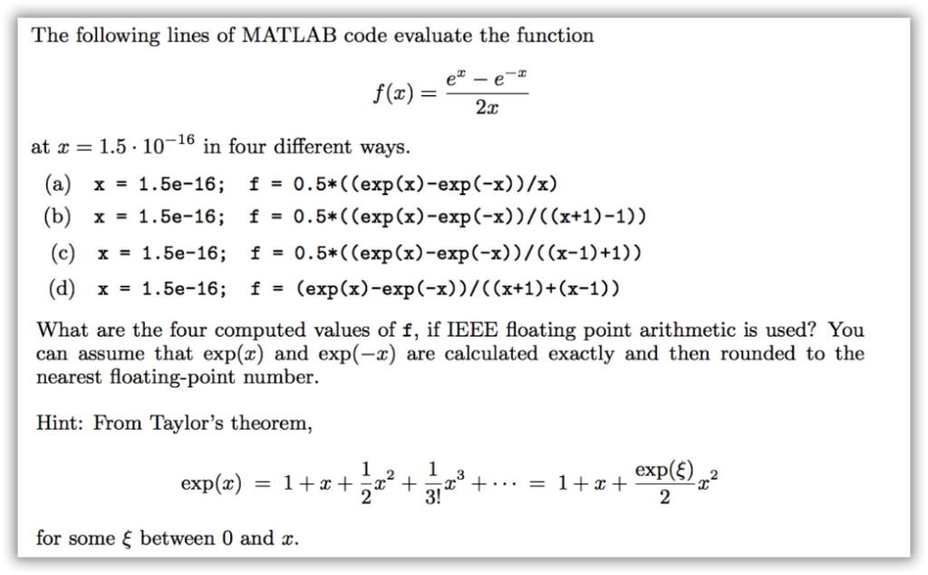 The following lines of MATLAB code evaluate the | Chegg.com