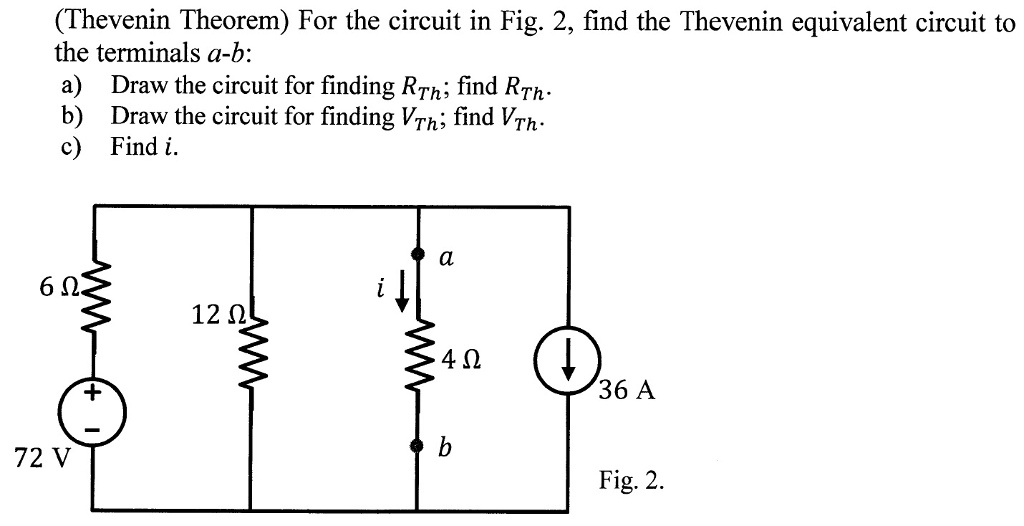 Solved (Thevenin Theorem) For the circuit in Fig. 2, find | Chegg.com