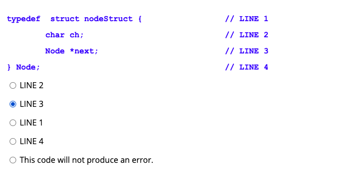Solved // LINE 1 // LINE 2 typedef struct nodeStruct { char | Chegg.com