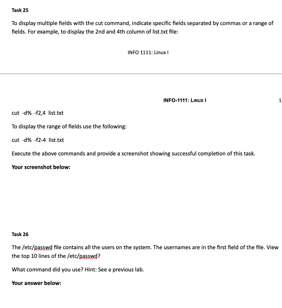 Solved Task 3 Create two text files name file1 and file2. | Chegg.com