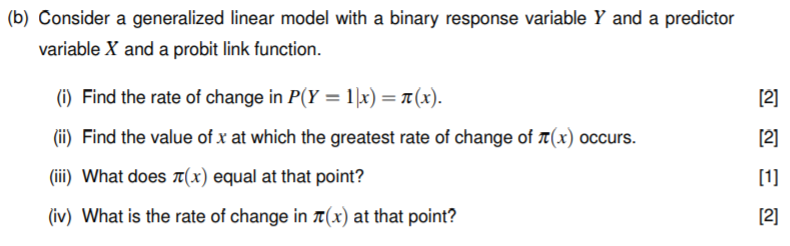 (b) Consider a generalized linear model with a binary | Chegg.com
