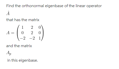 Solved Find the orthonormal eigenbase of the linear operator | Chegg.com