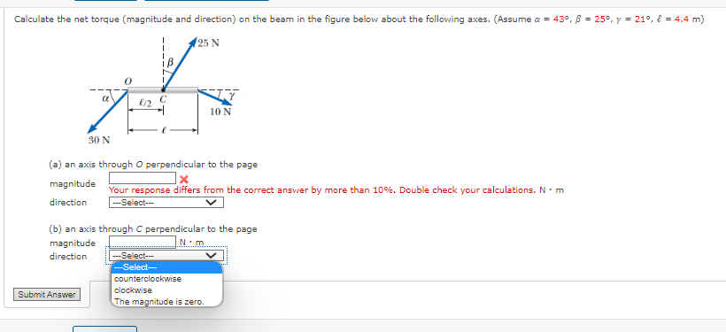 Calculate the net torque (magnitude and direction) on | Chegg.com