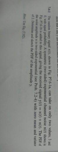 Solved show that ate yale 7.6-1 The random binary signal | Chegg.com