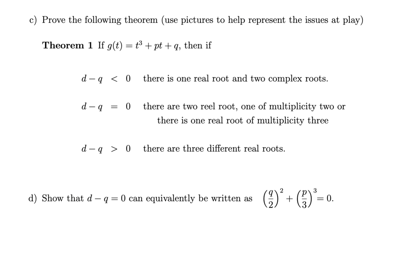 Solved The Discriminant: This problem finds the cubic | Chegg.com