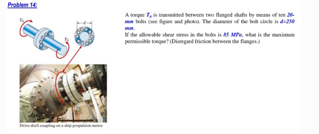 Solved Problem 14: A torque T0 is transmitted between two | Chegg.com