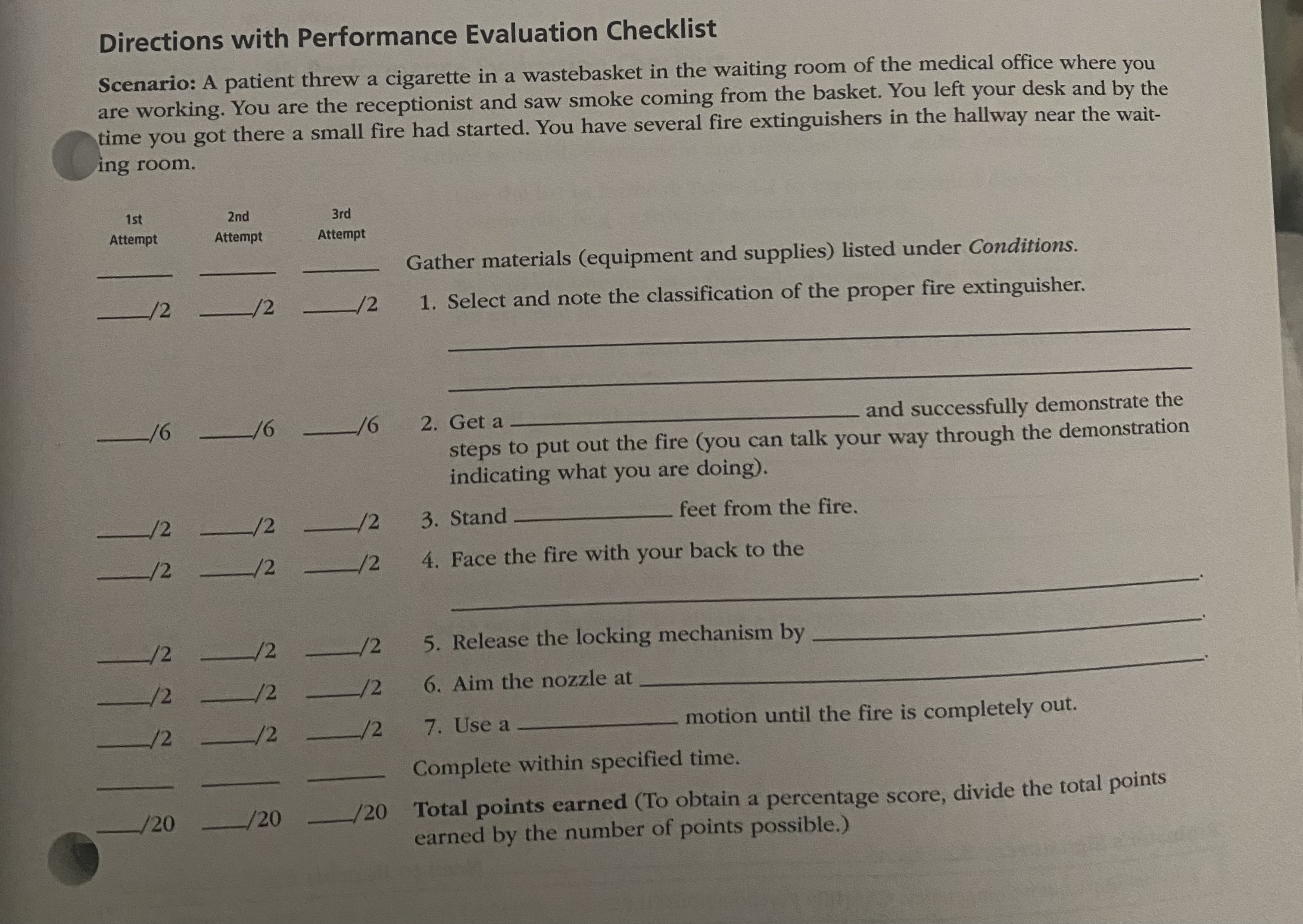 Solved Directions with Performance Evaluation Checklist | Chegg.com