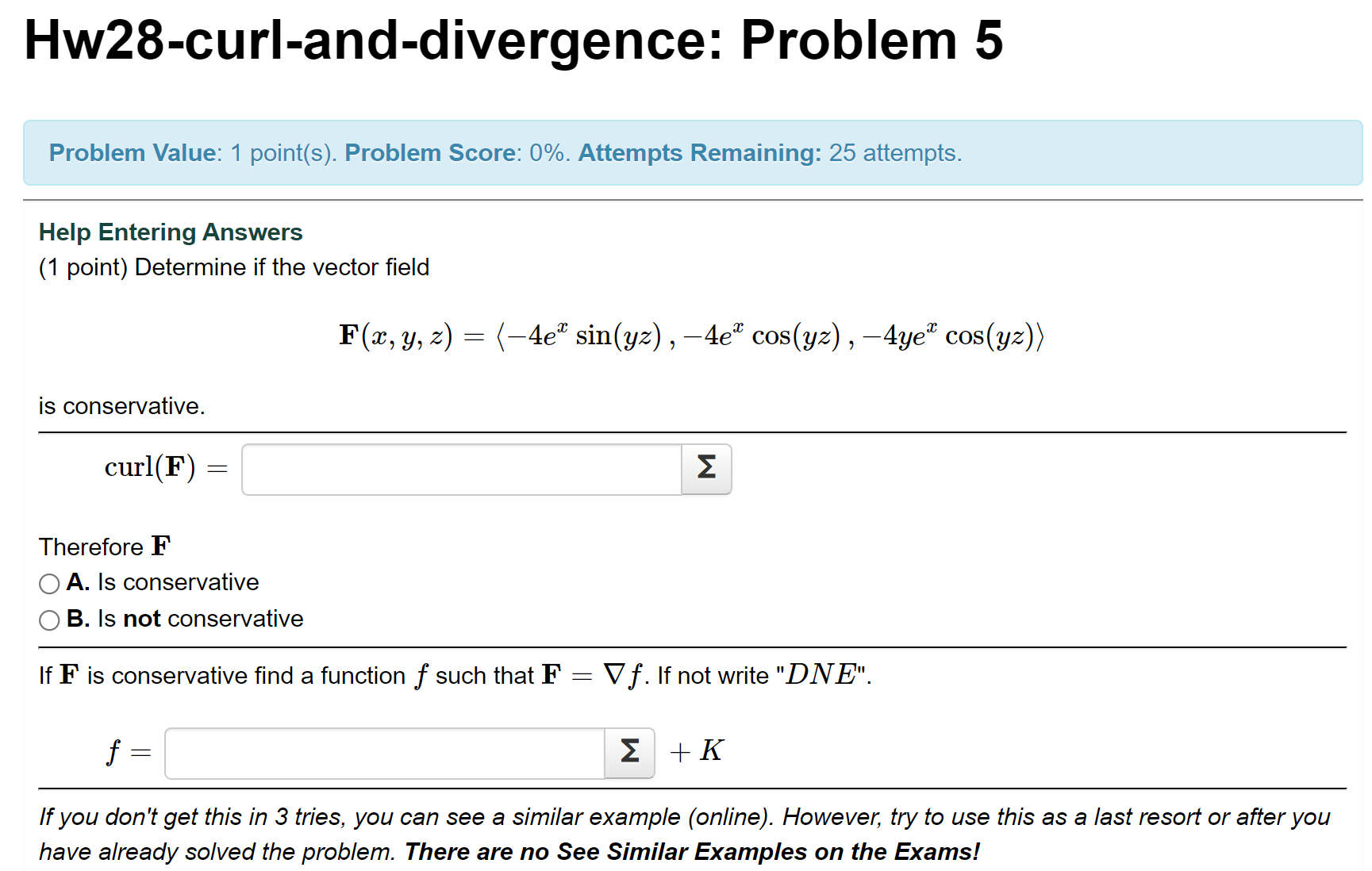Solved Hw28-curl-and-divergence: Problem 5 Problem Value: 1 | Chegg.com