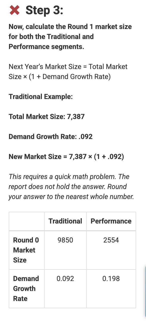 Solved Step 3: Now, calculate the Round 1 ﻿market size for | Chegg.com