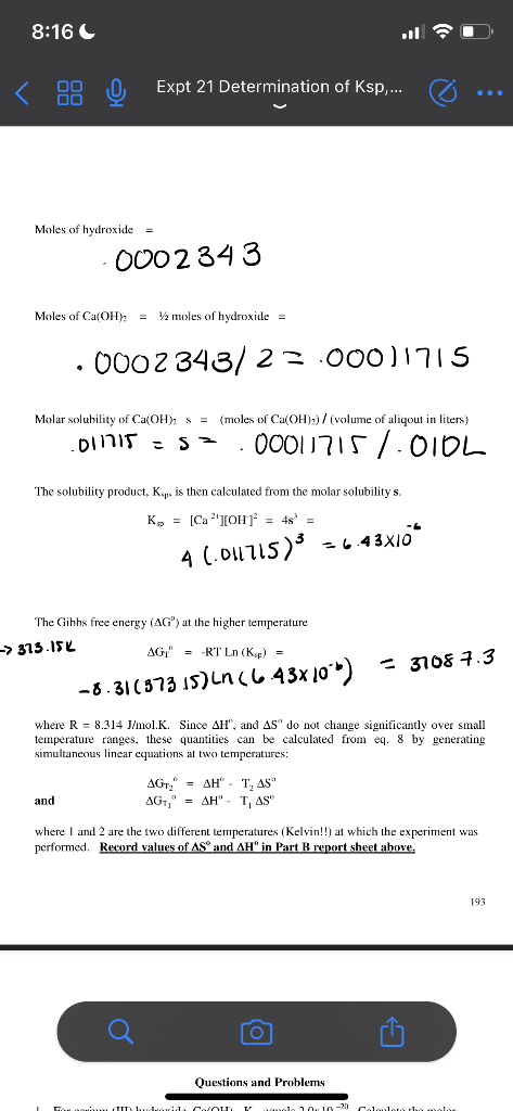 Solved hi I need help calculating delta h and delay s | Chegg.com